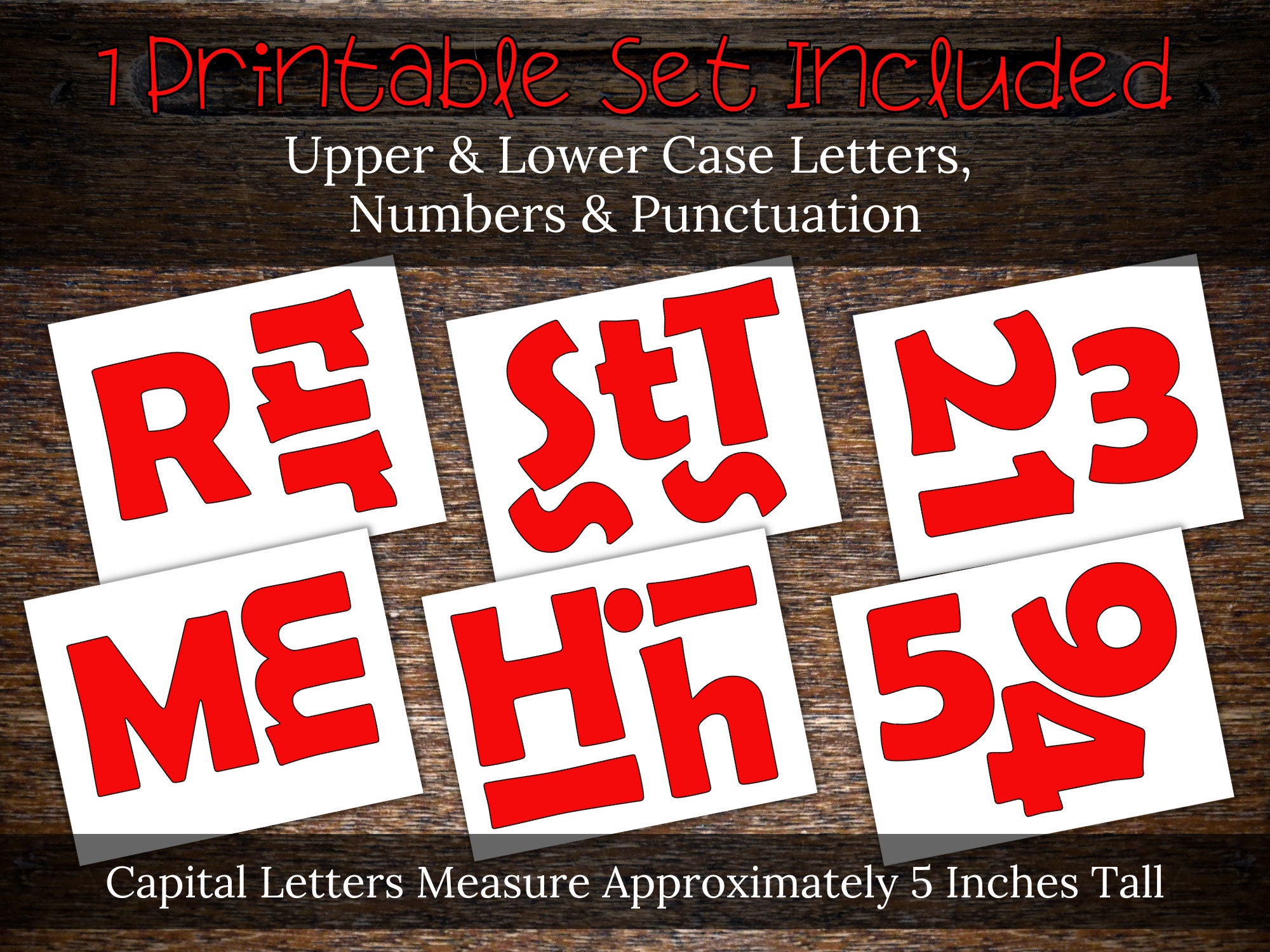 Red Bulletin Board Letter Set, Printable Digital Download for Teachers ...