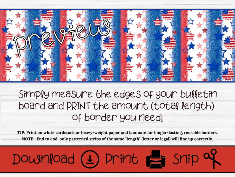 Patriotic Bulletin Board Border USA Border Strips July 4th - Etsy