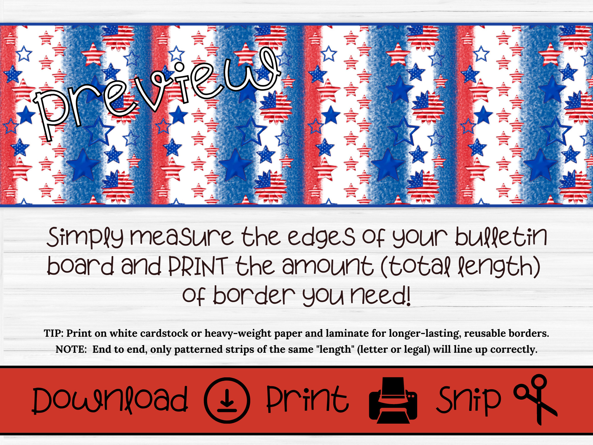 Patriotic Bulletin Board Border USA Border Strips July 4th - Etsy