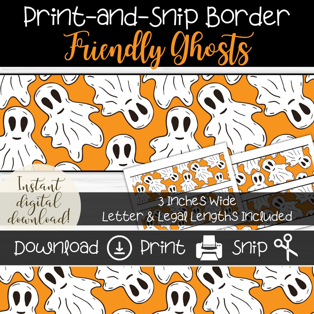 Halloween Ghosts Bulletin Board Border Strips | Printable Holiday ...