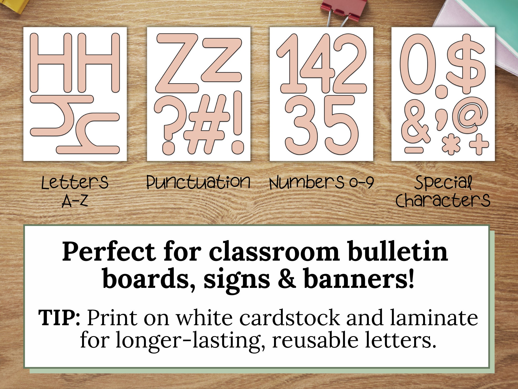 Printable Bulletin Board Letters: Light Colors, 5-inch (PDF Download ...