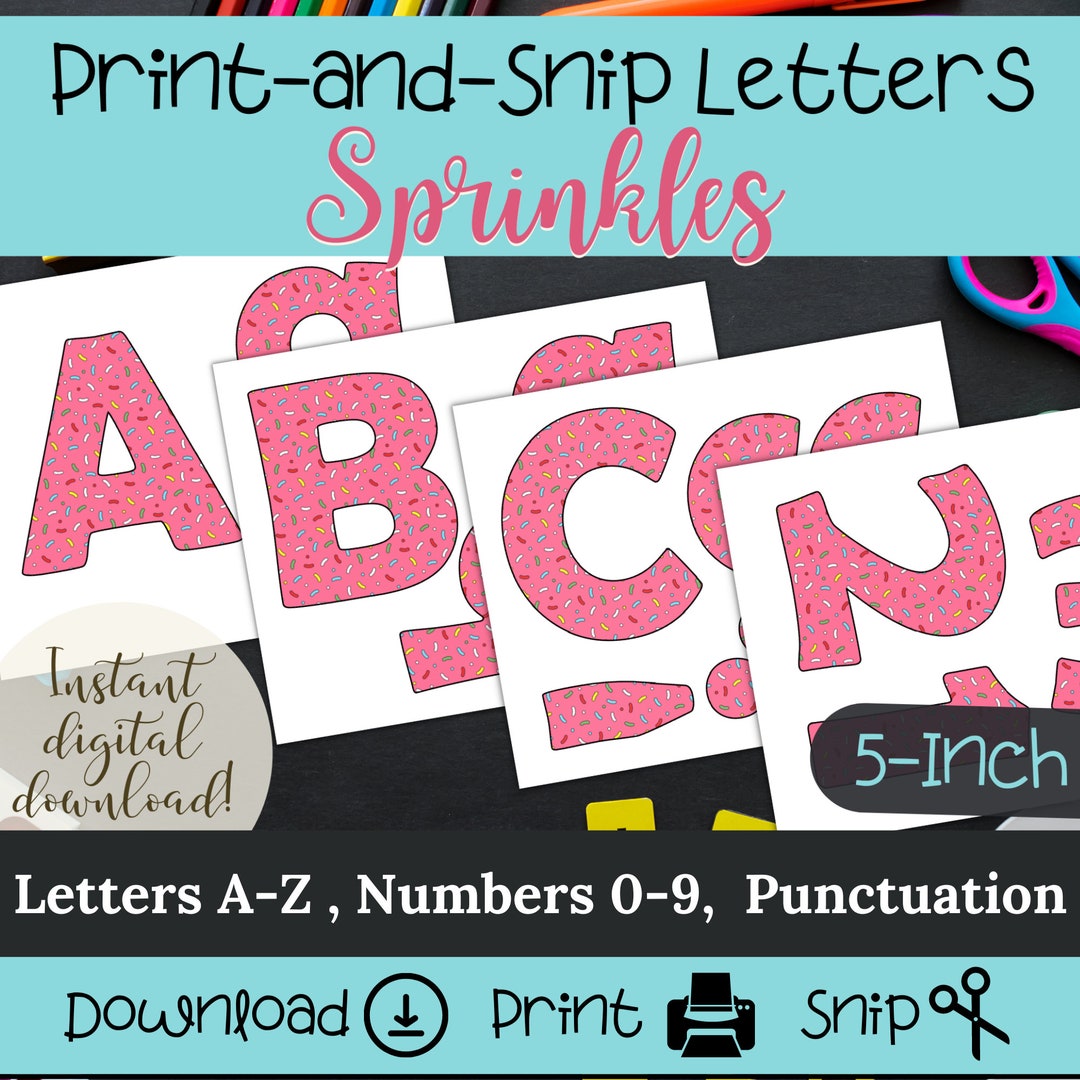 Bulletin Board Letters Pink Sprinkles Theme Printable 5 Inch Letter Set ...