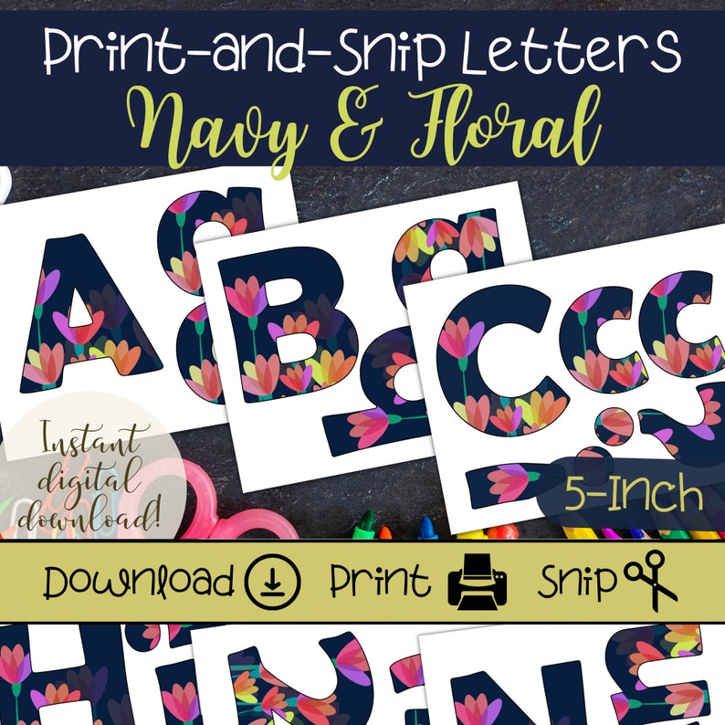 Floral Bulletin Board Letters Printable Spring & Summer Letter Set for ...