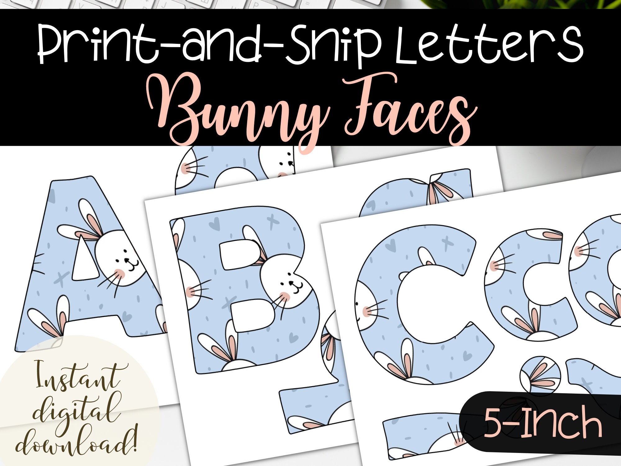 Printable Spring Easter Bunny Bulletin Board Letters and Numbers for ...