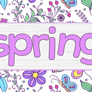 Whimsical Floral Print and Cut Bulletin Board Letters and Border Set ...