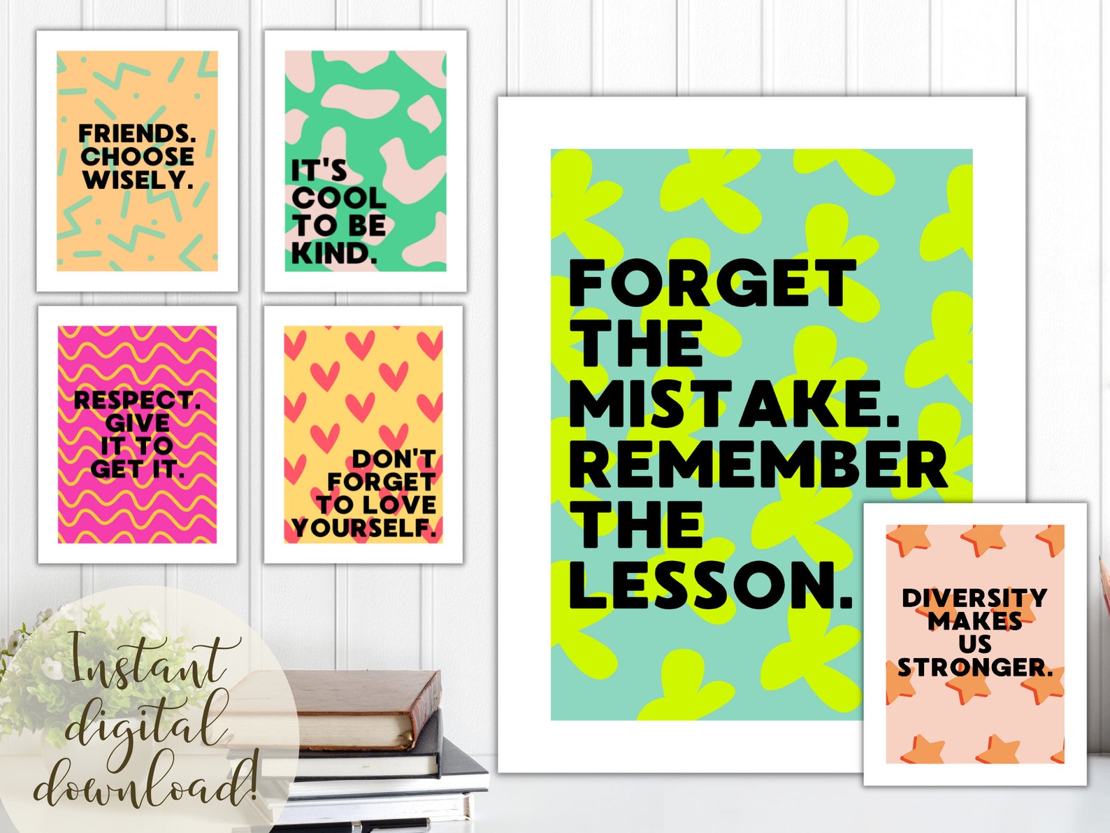 Printable Classroom Posters With Retro Aesthetic, Minimalist Block Font ...