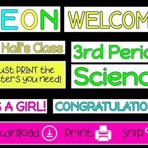 Neon Bulletin Board Letters | Printable Letter Set for Teachers | 5 ...