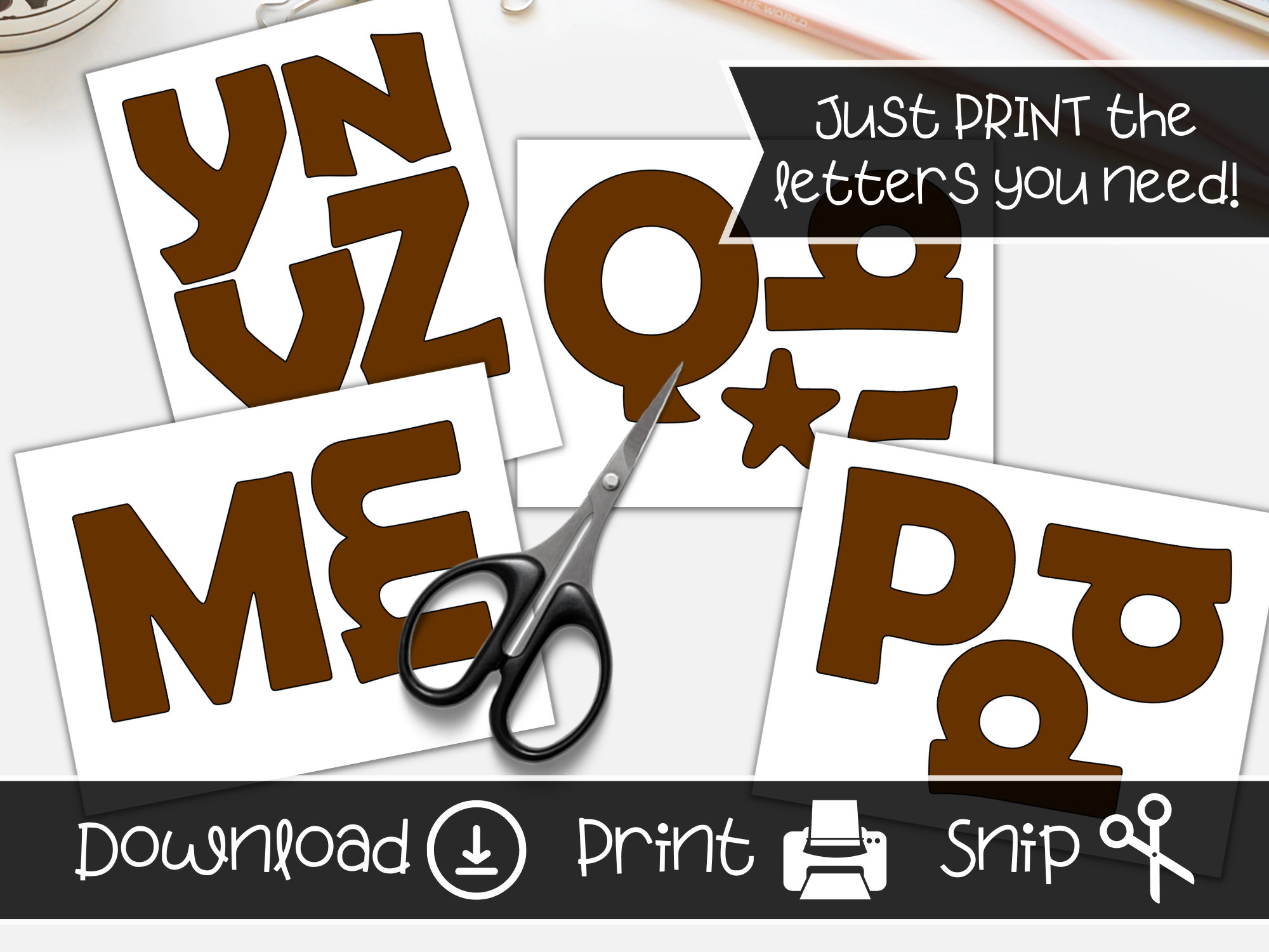 Brown Bulletin Board Letters: Printable Classroom Decor (digital ...