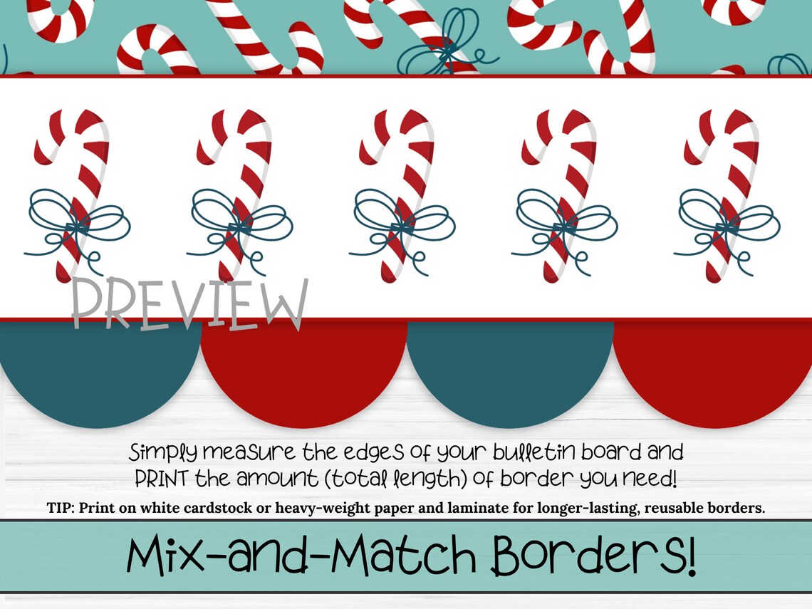 Candy Cane Christmas Bulletin Board Set: Printable Borders & Letters ...
