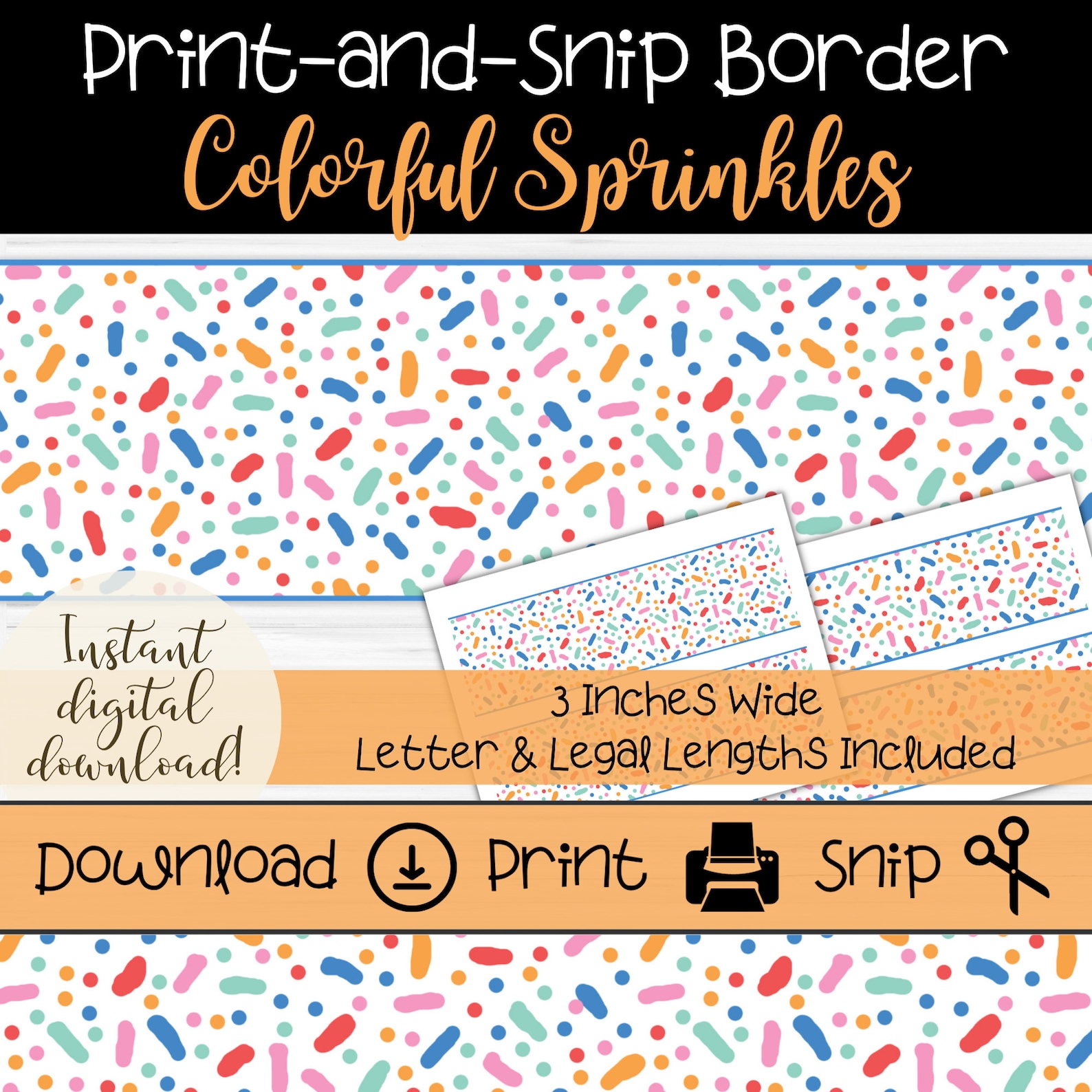 Colorful Sprinkles Bulletin Board Border, Printable Trim for Teacher's ...