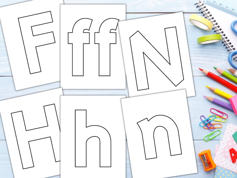 Printable Bulletin Board Letters: Extra Large Black Outline Font (PDF ...