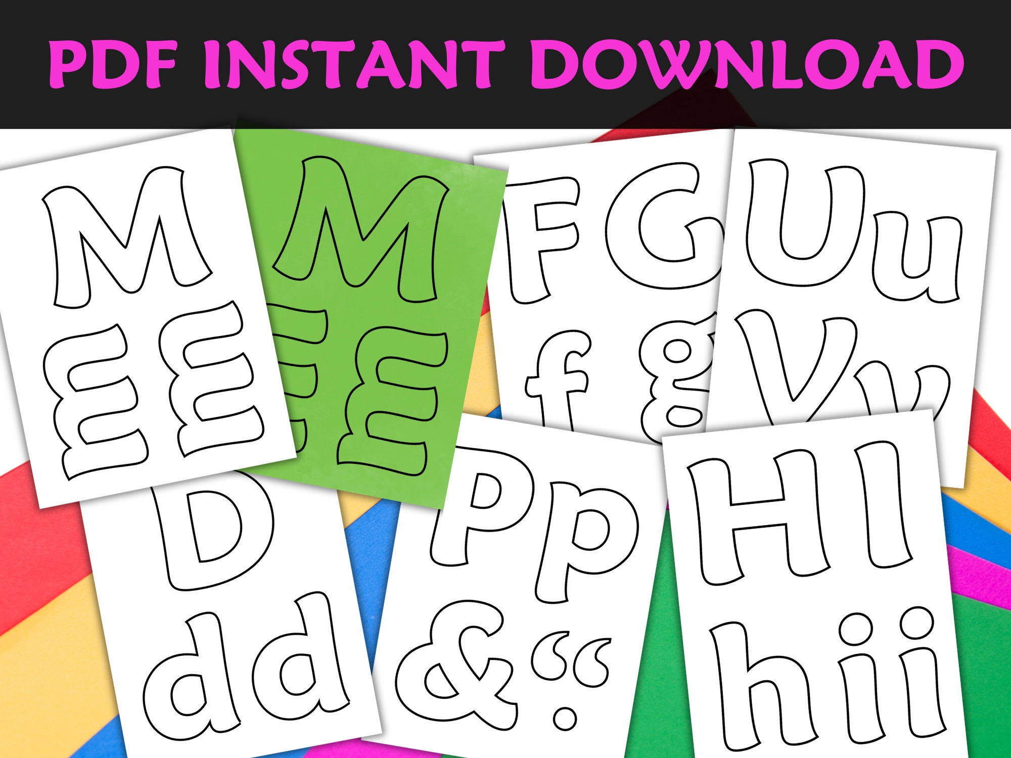 Printable Bulletin Board Letters: Black Outline, 4-inch Alphabet (PDF ...