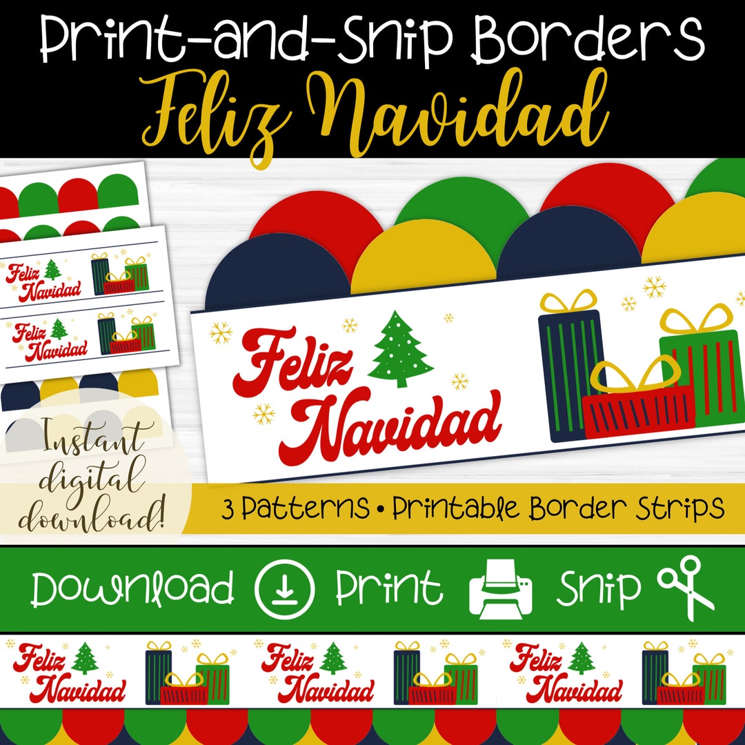 Feliz Navidad Bulletin Board Border Spanish & Bilingual Holiday ...