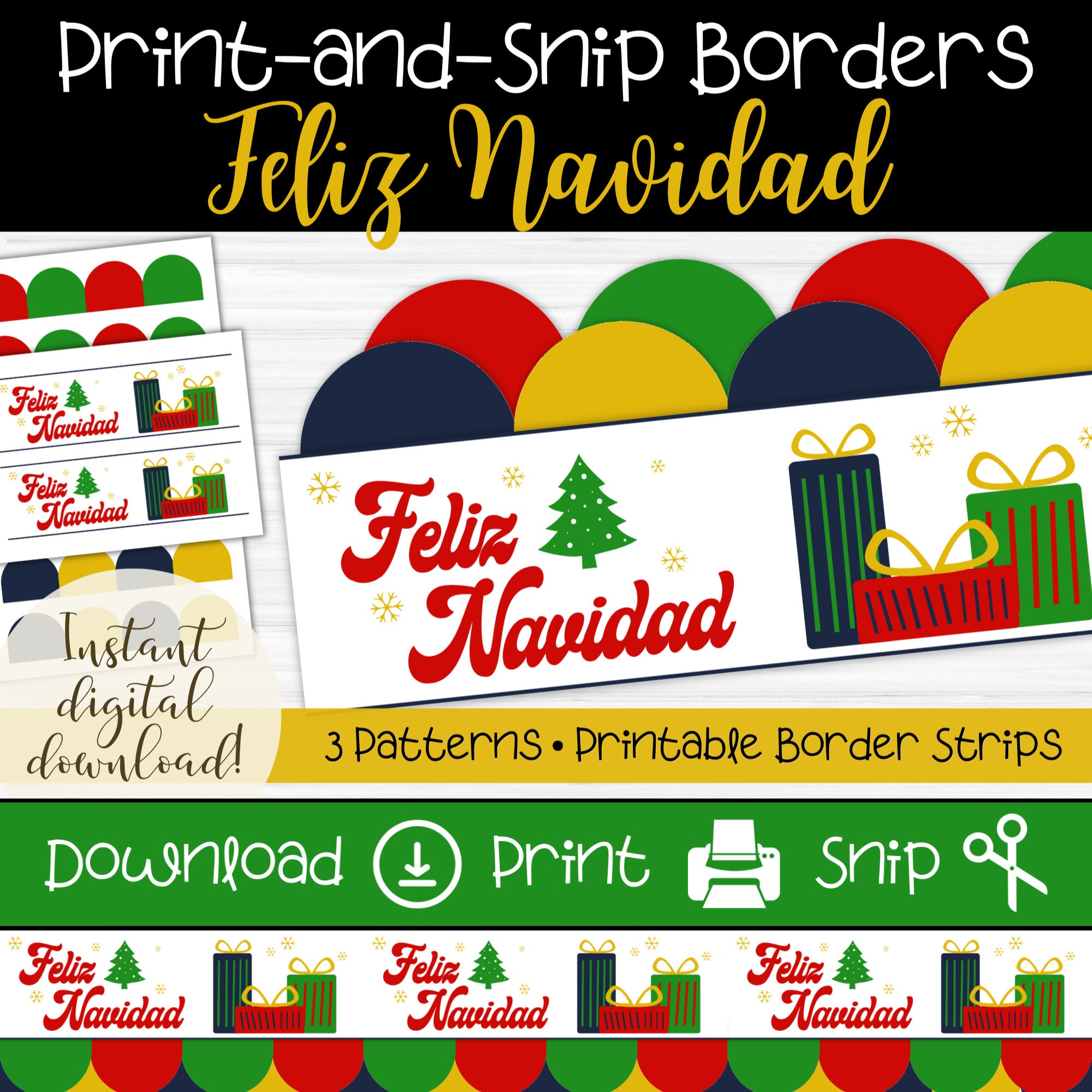 Feliz Navidad Bulletin Board Border Spanish & Bilingual - Etsy