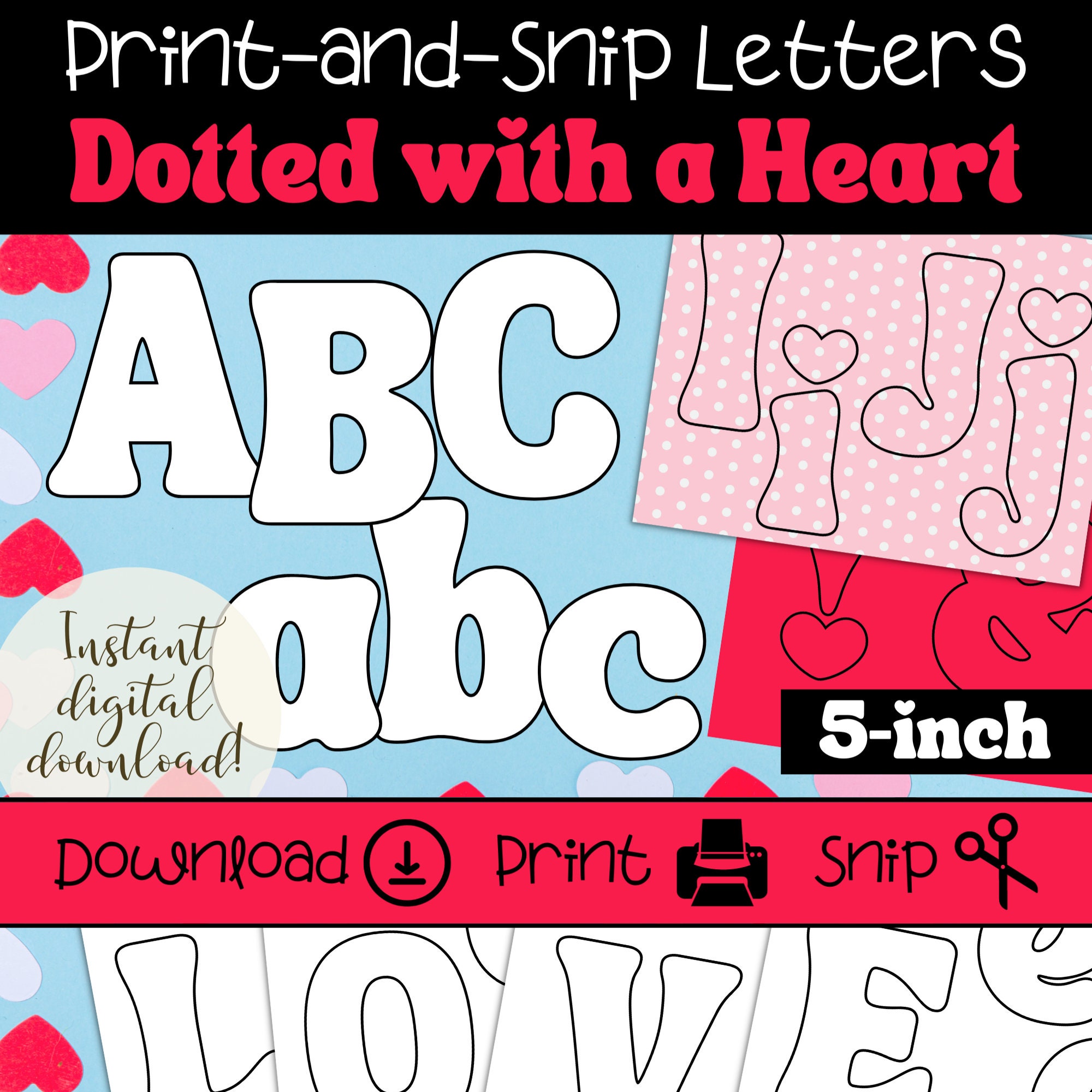 Printable Bulletin Board Letters Black Ink Letter Set Dotted With a ...