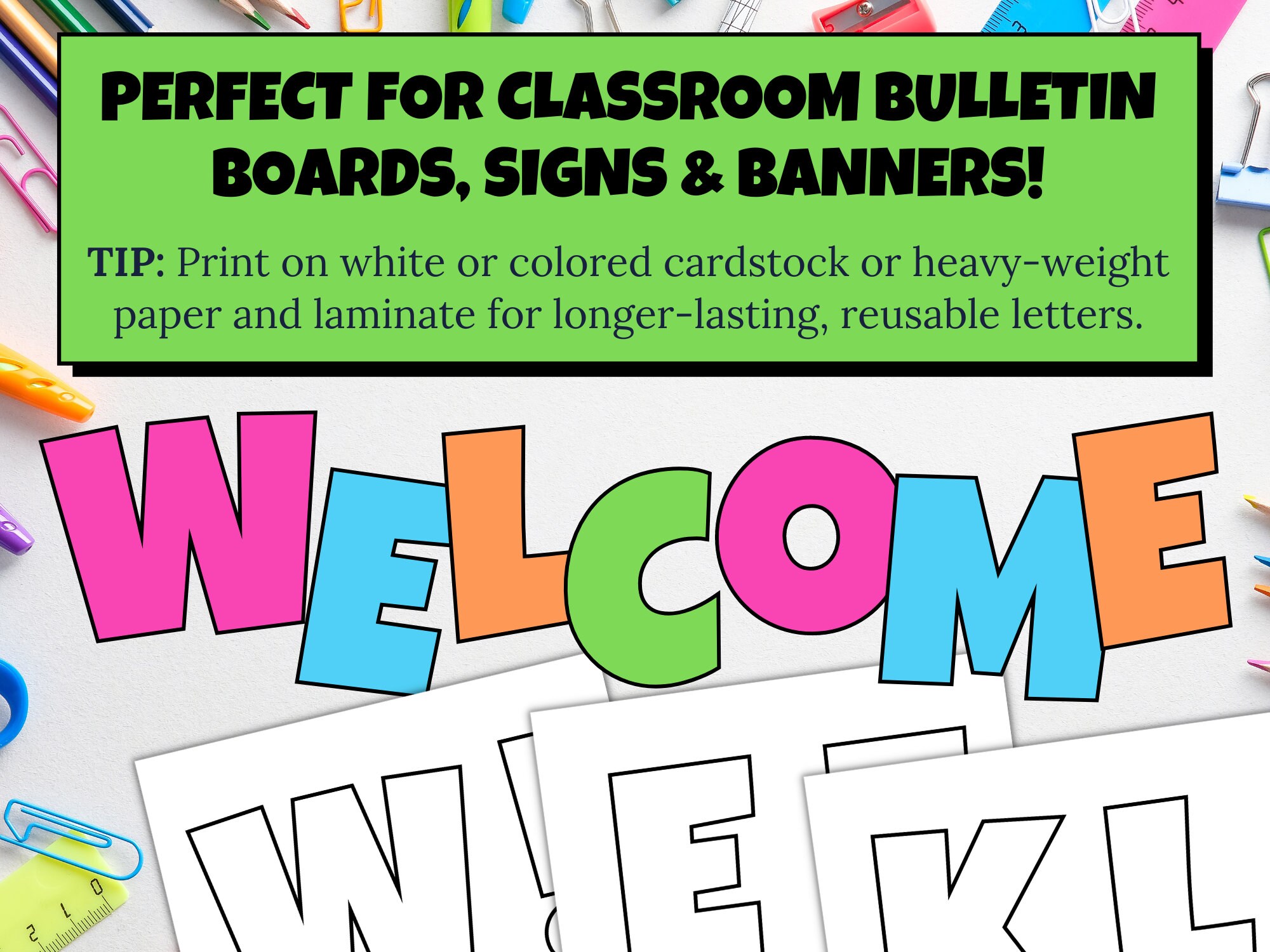 Capital Block Letters Printable Letters for Classroom - Etsy