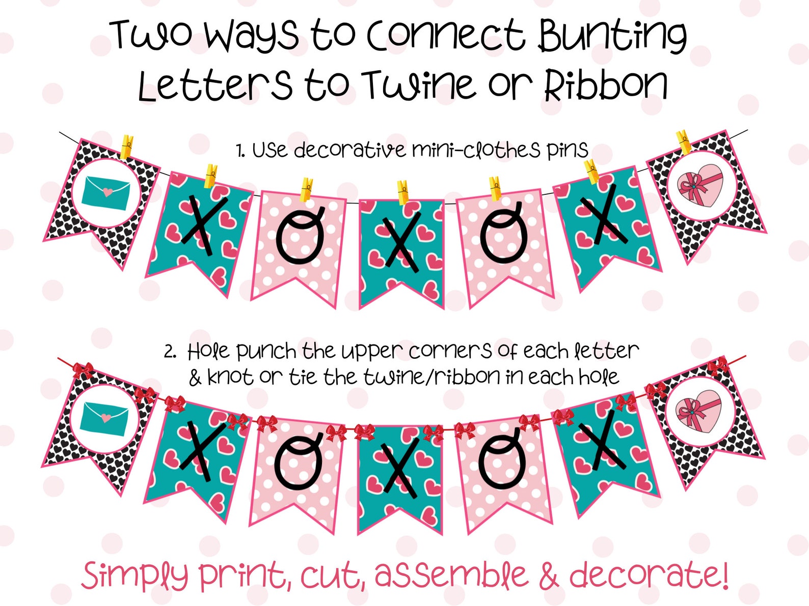 Printable Valentine's Day Bunting Flags February Parties - Etsy