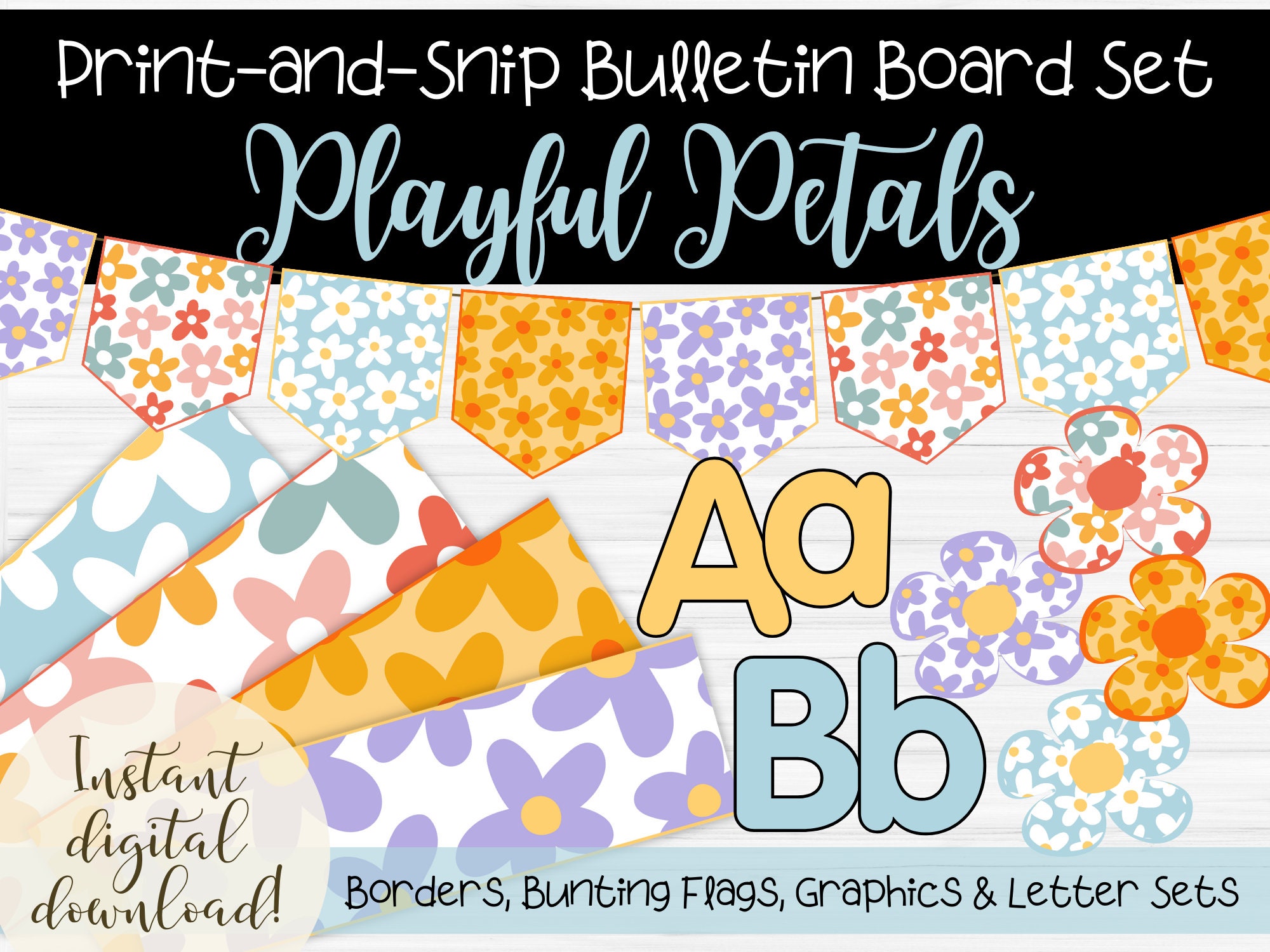 Floral Bulletin Board Set: Printable Flower Theme (digital Download) - Etsy