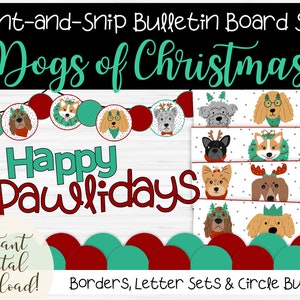 Christmas Dogs Bulletin Board Theme Set | Printable Dog Face Borders ...