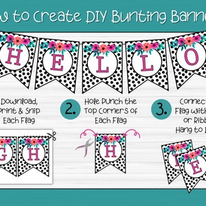 Floral and Polka Dot Bunting Banner Flags | Printable Classroom ...