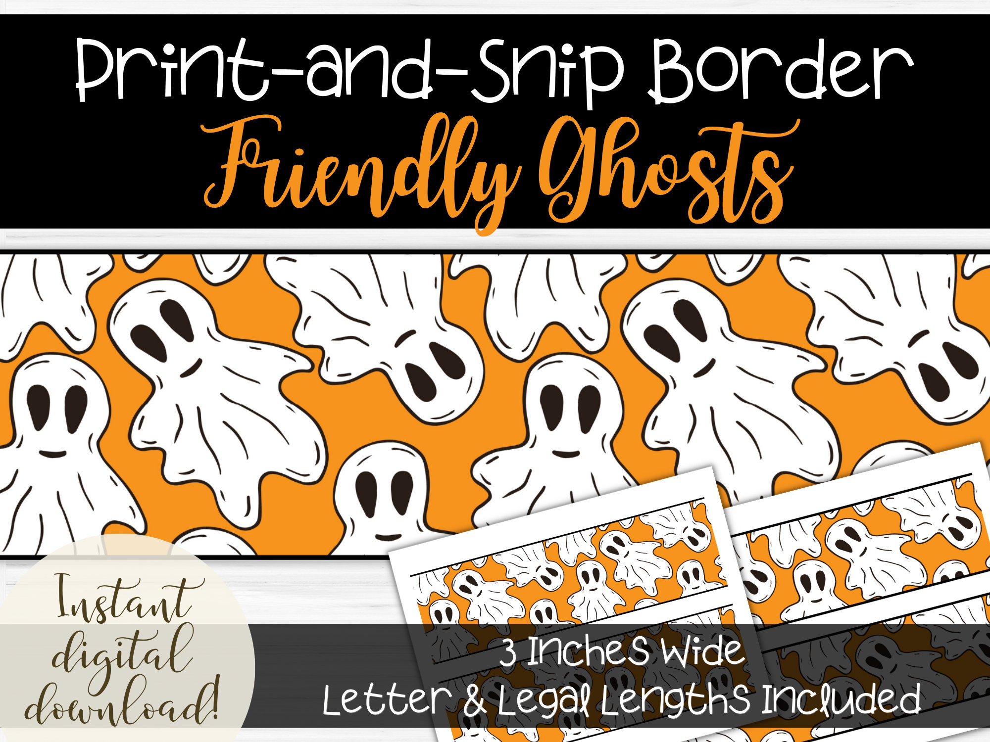 Friendly Ghosts Bulletin Board Border Strips Printable Halloween Border ...