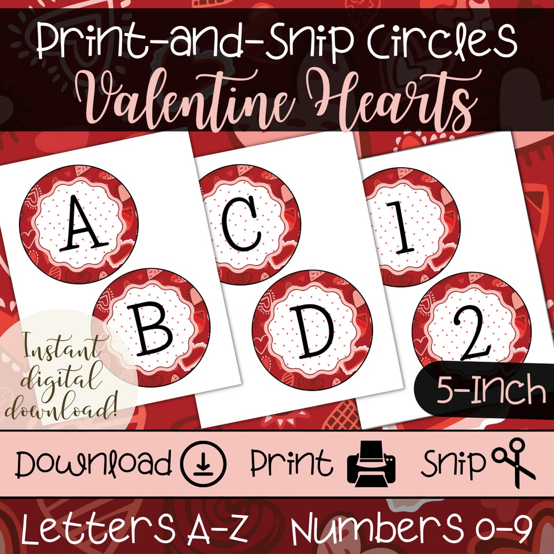 Valentine Bulletin Board & Sign Letters | Printable Circle Letter Set ...
