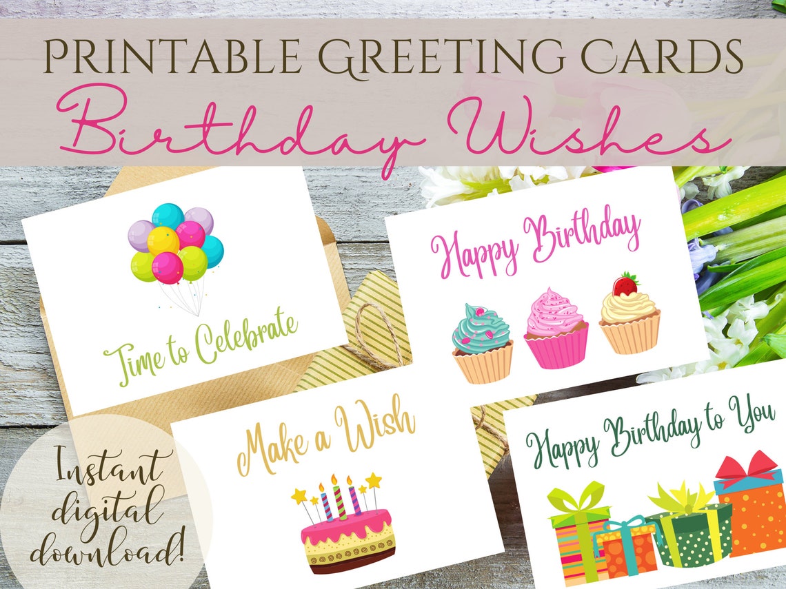 Printable Birthday Celebration Cards 3.5X5 Inch Greeting - Etsy