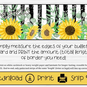 Rustic Sunflowers Bulletin Board Border | Printable Sunflower Themed ...