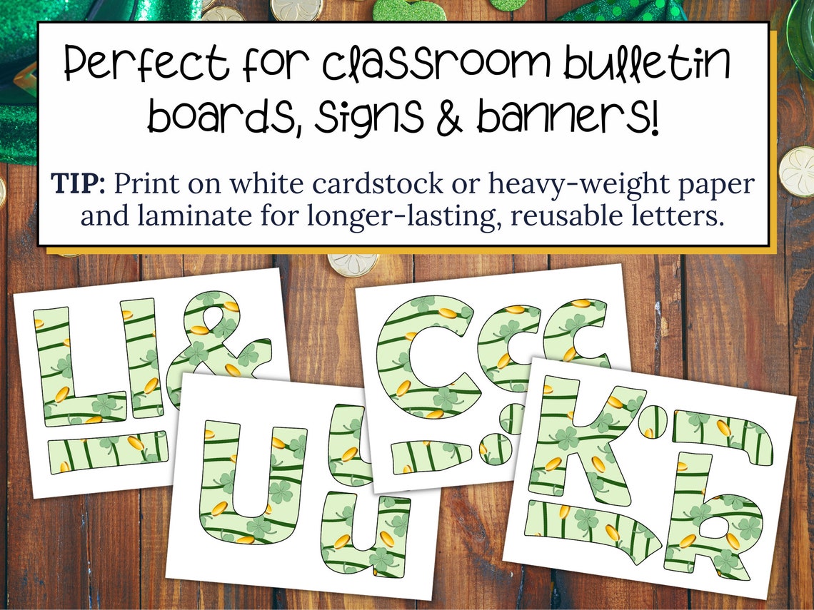 Printable St. Patrick's Day Bulletin Board Letters Lucky - Etsy