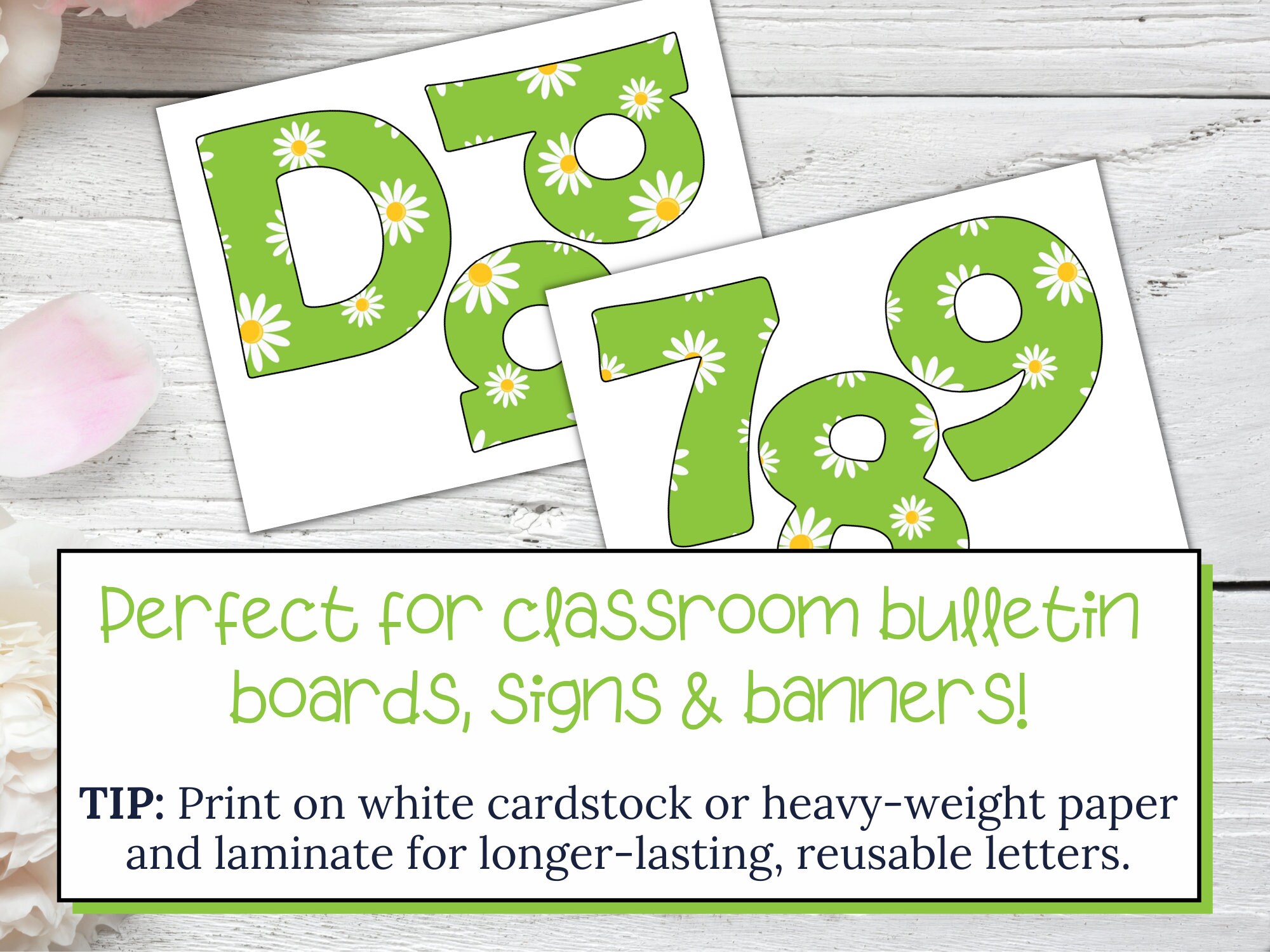 Spring Daisies Classroom Bulletin Board Letters Printable - Etsy