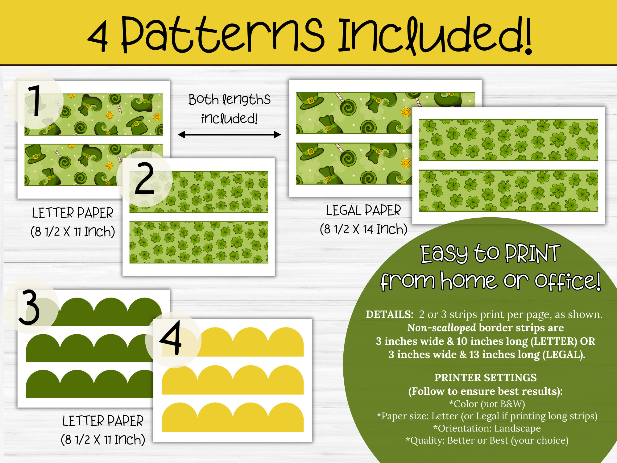 St. Patrick's Day Bulletin Board Borders, Printable Border Strips for ...