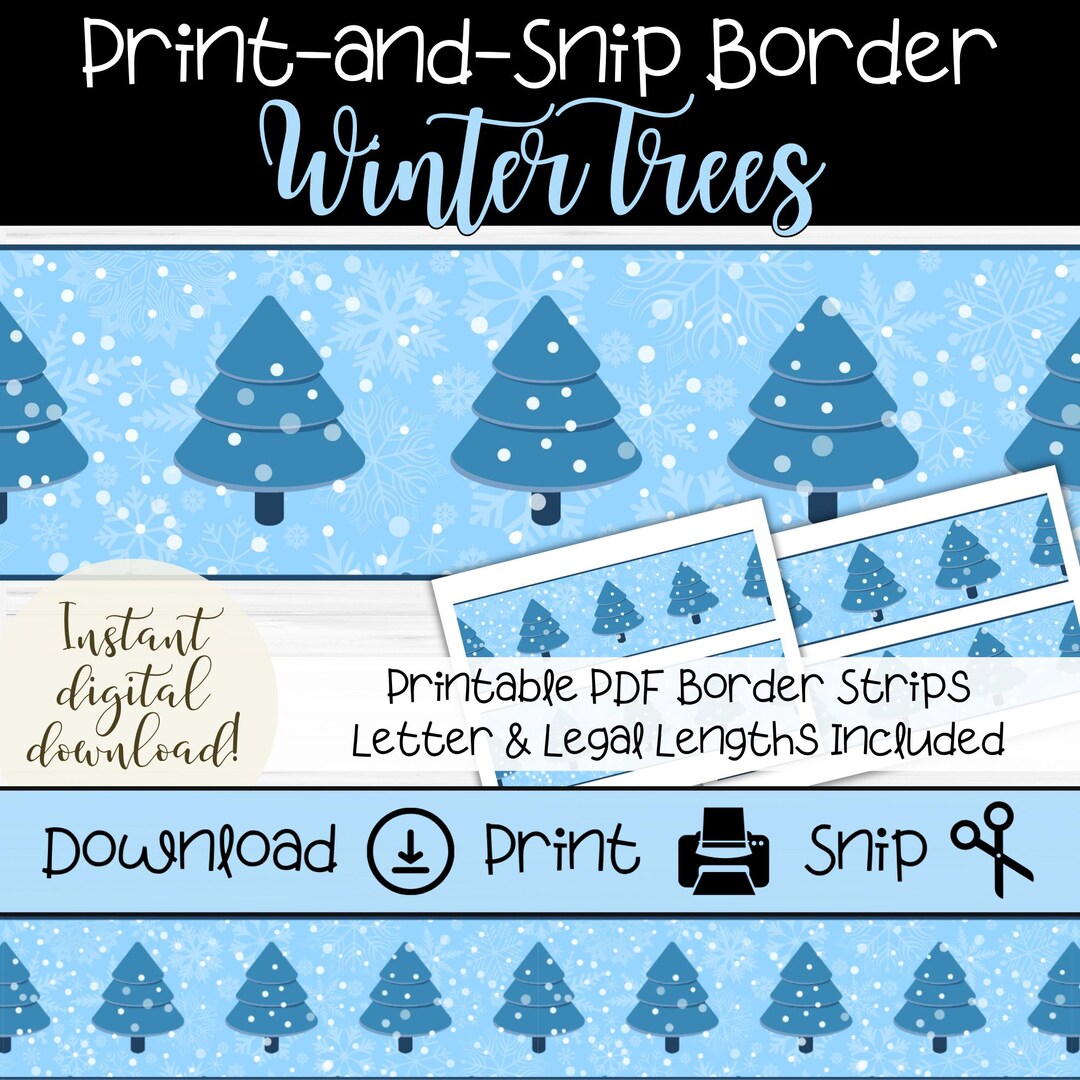 Winter Bulletin Board Border Strips Printable Holiday Trim for ...