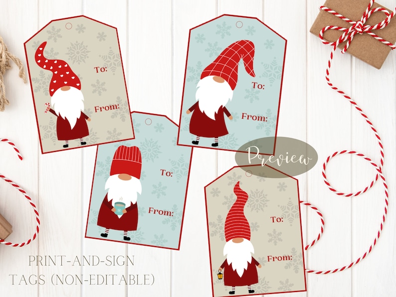 Printable Holiday Gnomes Gift Tags for Christmas Season - Etsy