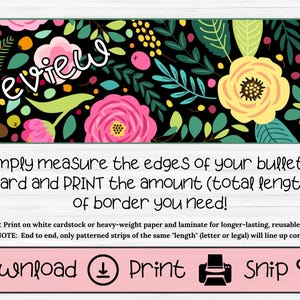 Floral Bulletin Board Border | Pink Floral Theme | Printable Border ...
