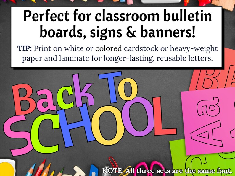 Printable Bulletin Board Letters: Black Outline, 3 Sizes (PDF Download ...