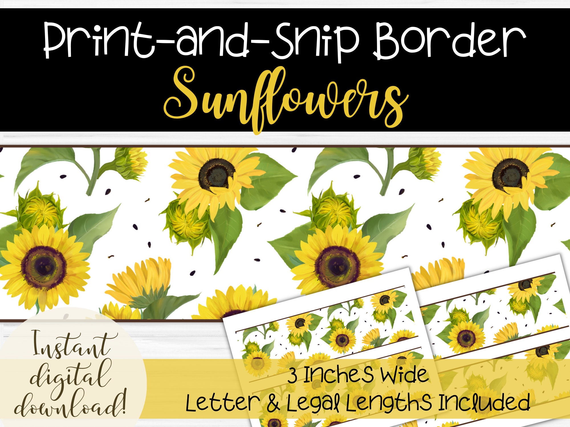 Sunflowers Bulletin Board Border | Printable Classroom Board Trim ...