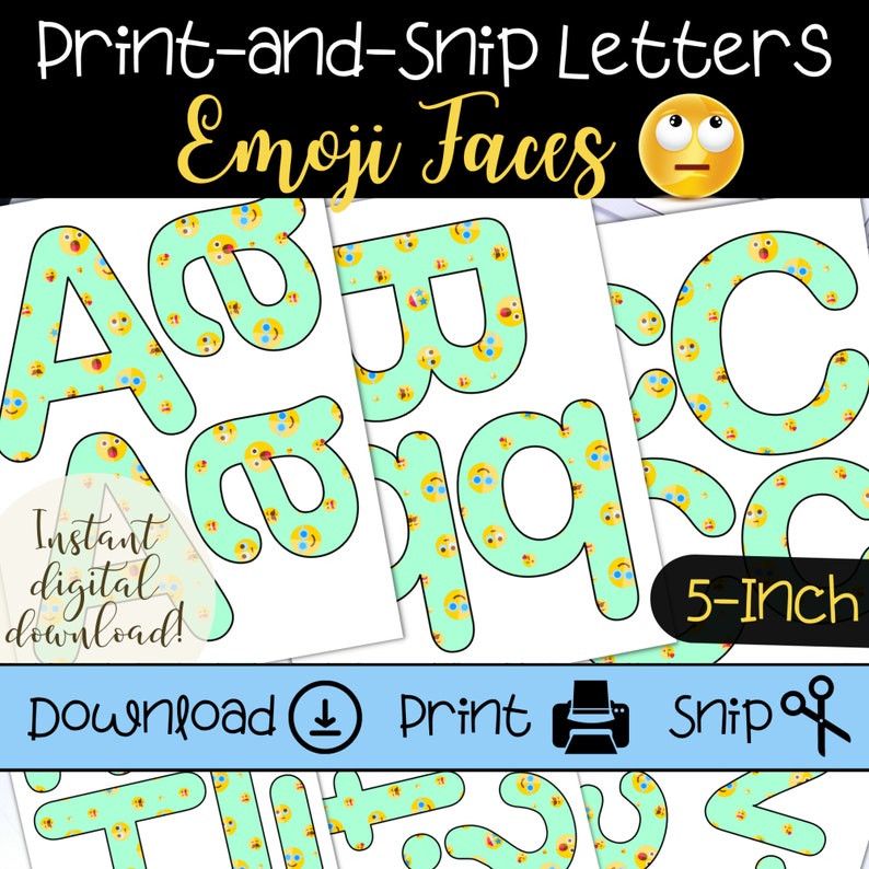 Printable Emoji Faces Classroom Bulletin Board Letters, DIY Signs, and ...