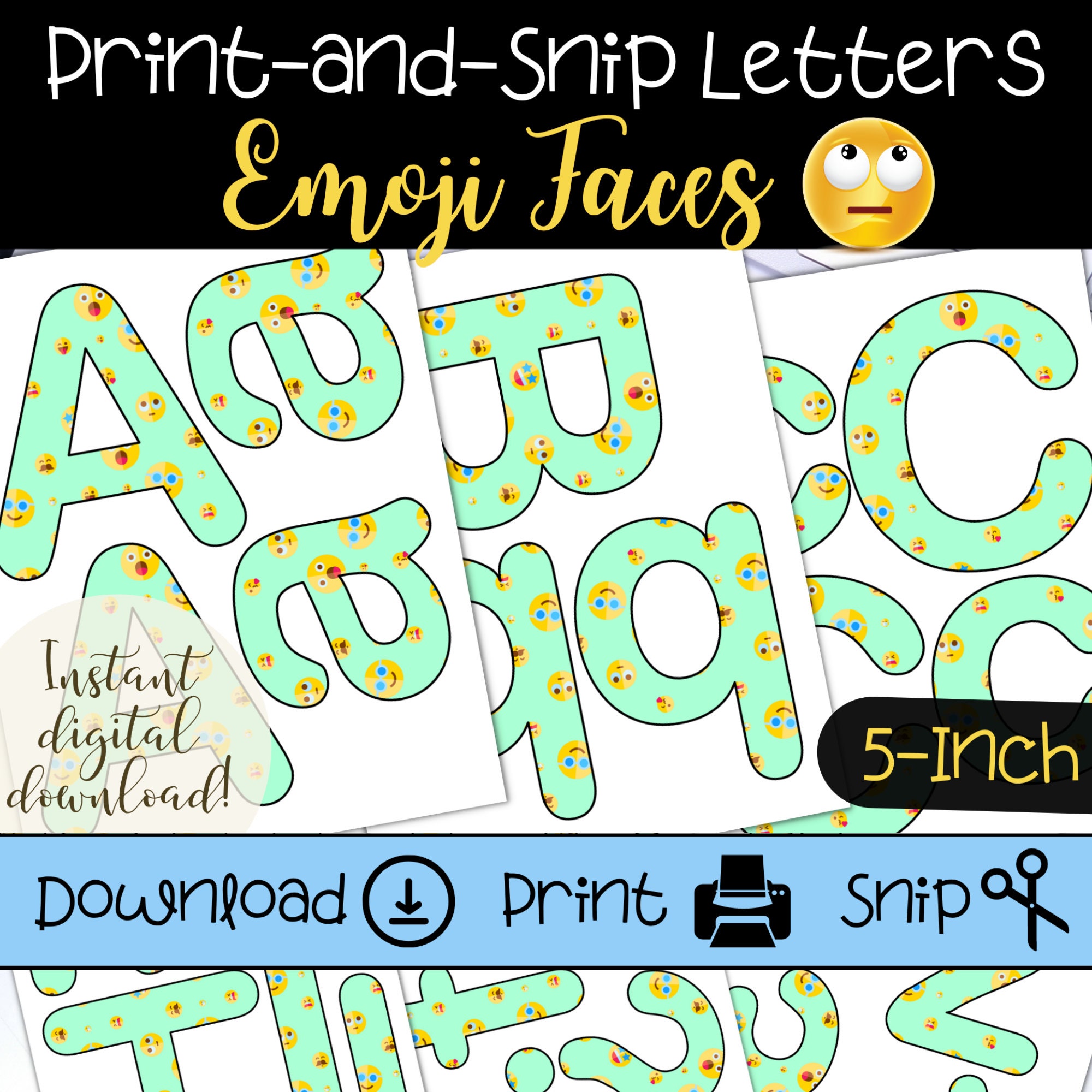 Printable Emoji Faces Classroom Bulletin Board Letters, DIY Signs, and ...