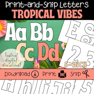 Printable Bulletin Board Letter Set | Tropical Style Font | Hawaiian ...