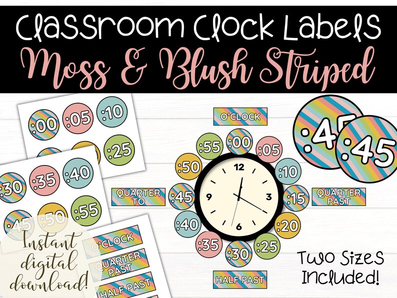Classroom Clock Labels How to Tell Time Analog Clock Elementary ...