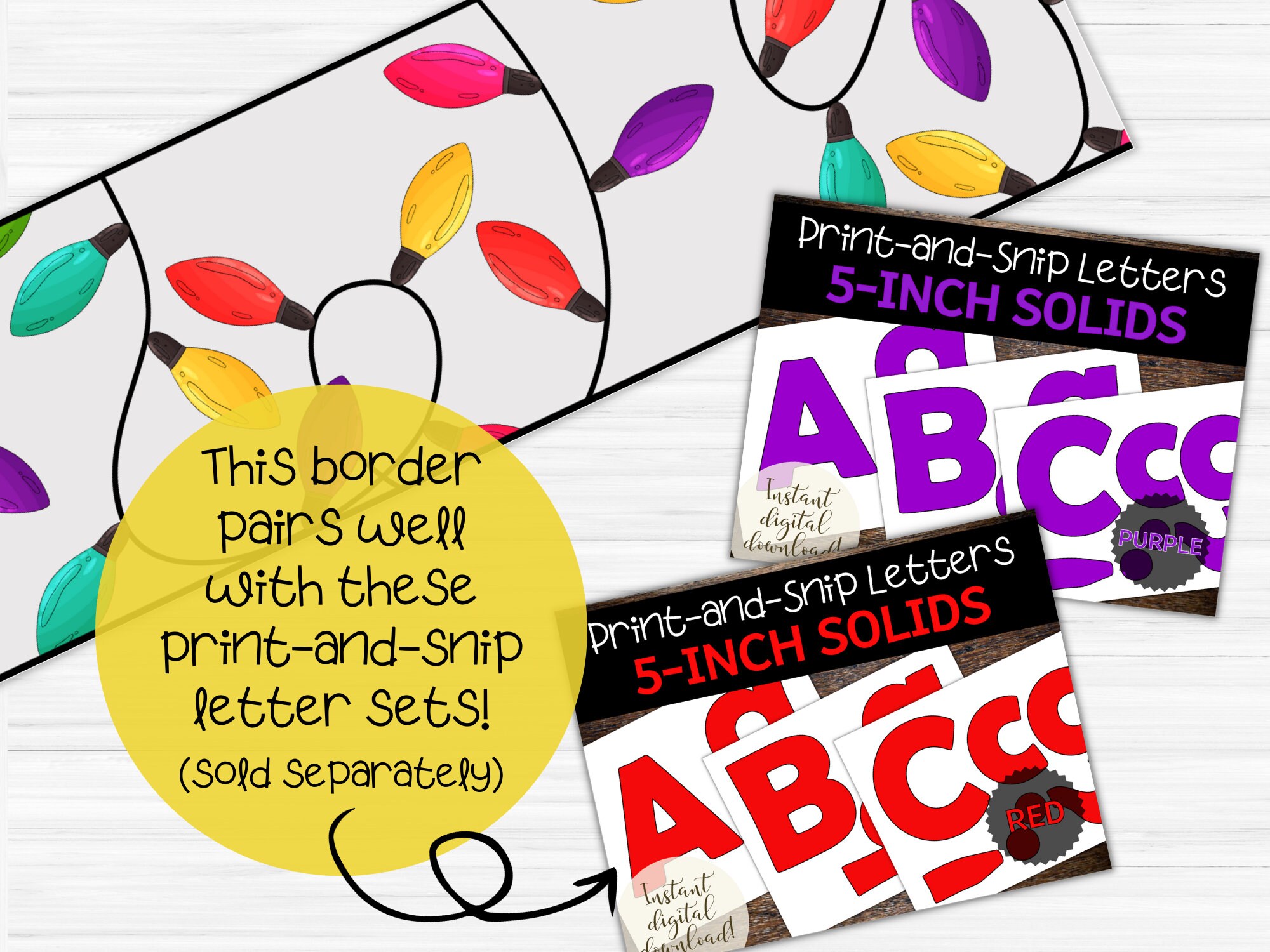 Holiday Lights Bulletin Board Border: Printable Christmas Lights Trim ...