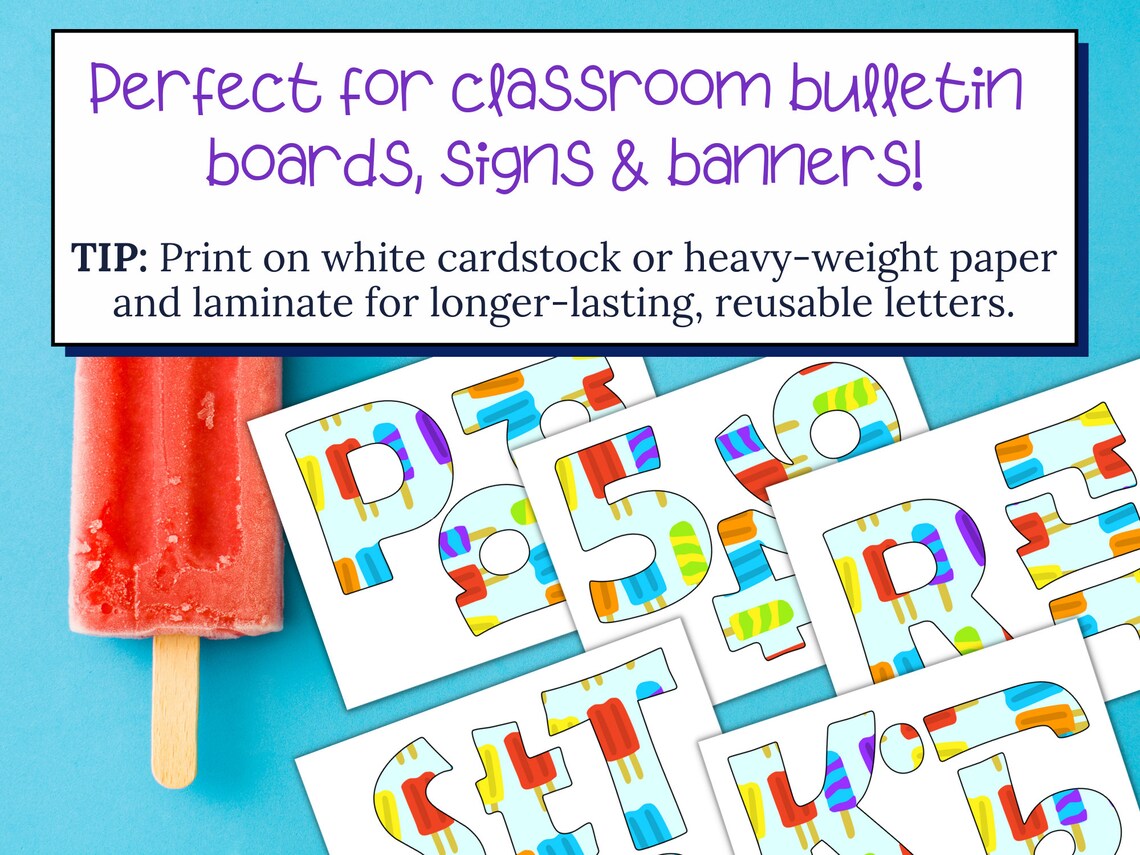 Printable Popsicle Themed Bulletin Board Letters and Numbers - Etsy