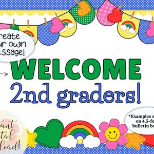 Rainbow Themed Bulletin Board Kit, Elementary Classroom, Printable Set ...