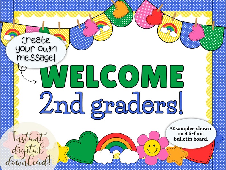 Rainbow Themed Bulletin Board Kit, Elementary Classroom, Printable Set ...