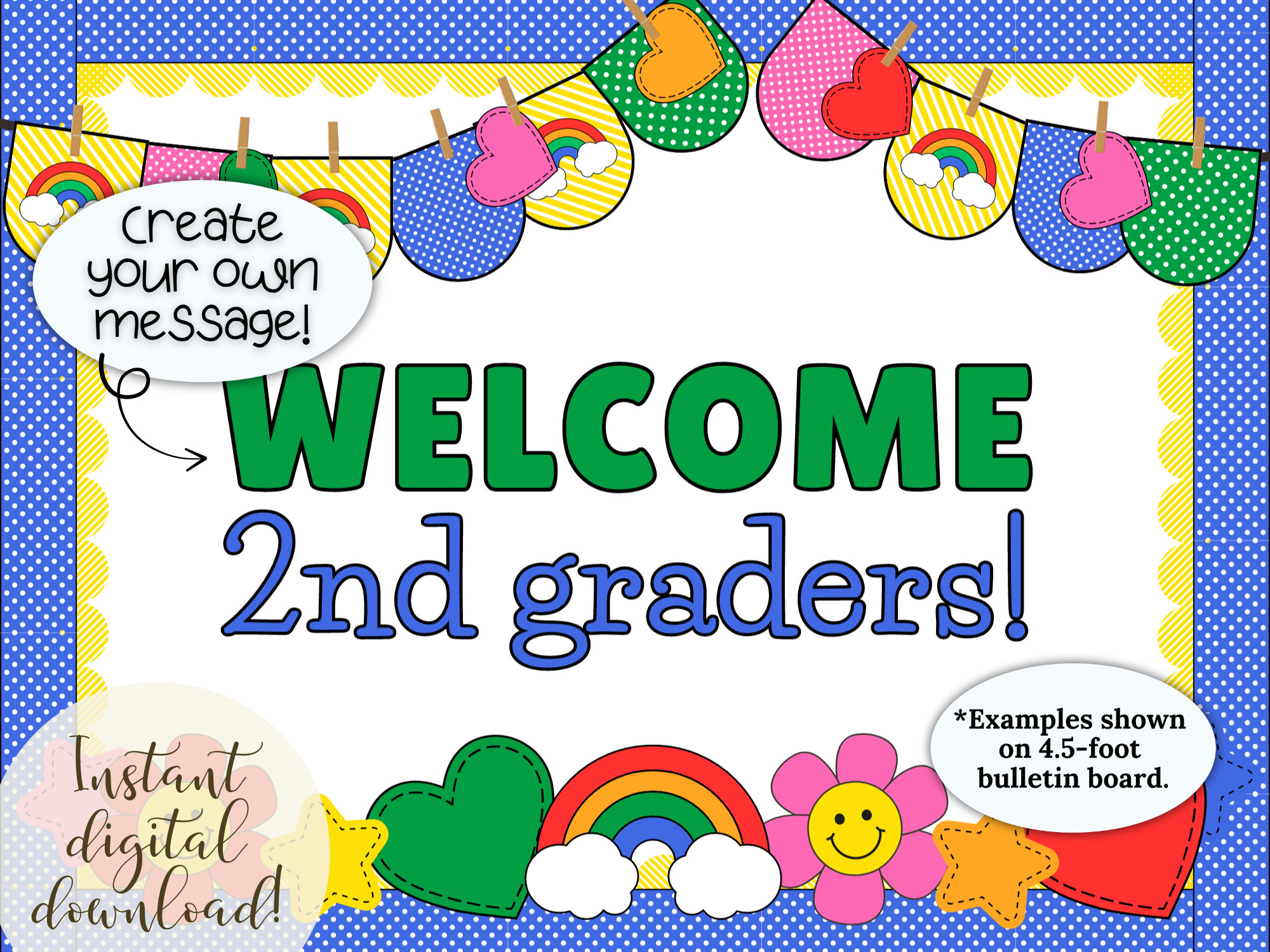 Rainbow Themed Bulletin Board Kit, Elementary Classroom, Printable Set ...