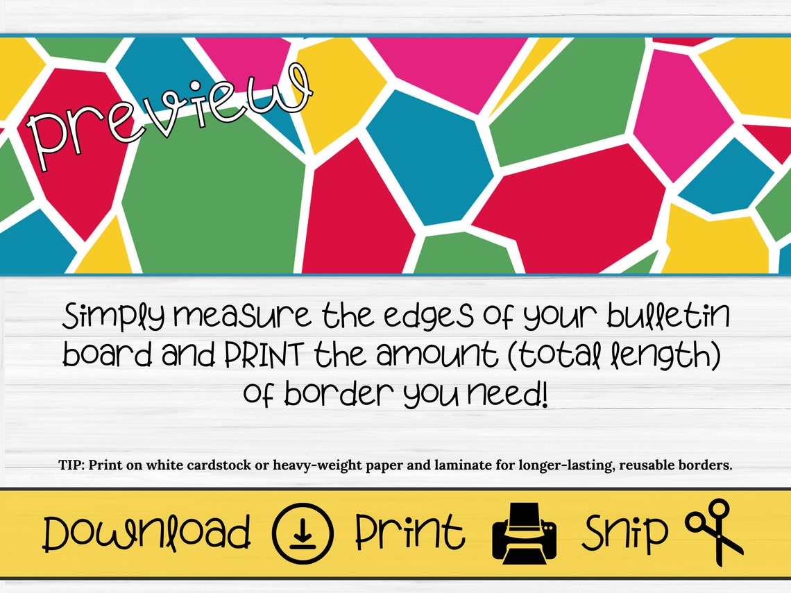 Colorful Mosaic Printable Bulletin Board Border and Teal Blue - Etsy