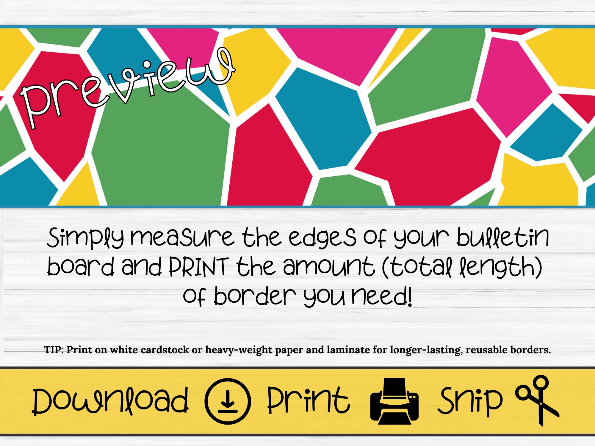 Colorful Mosaic Printable Bulletin Board Border and Teal Blue - Etsy