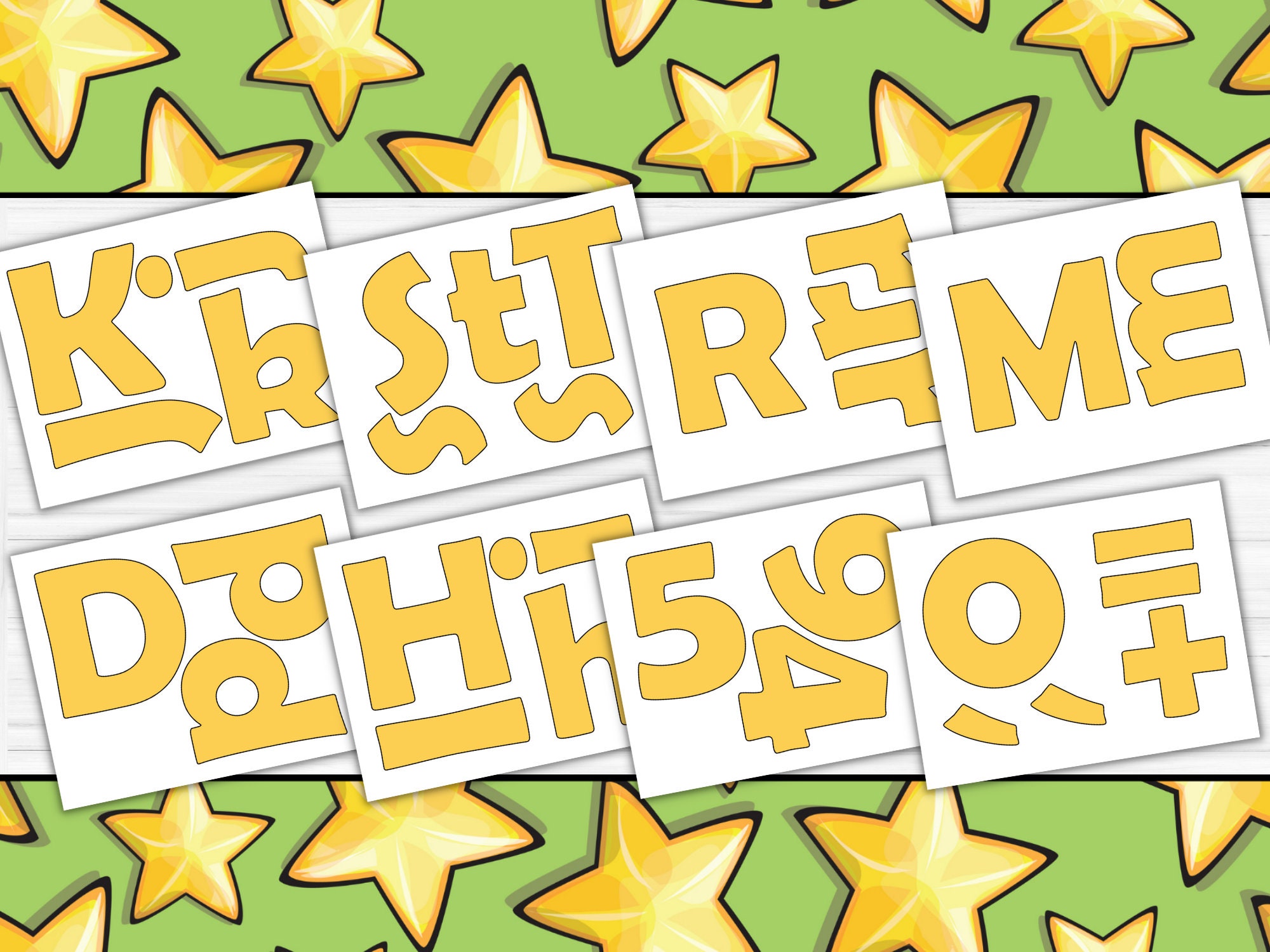 Star Bulletin Board Set: Yellow Letters and Borders (digital Download ...