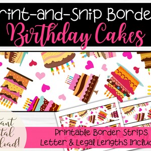 Birthday Bulletin Board Border Strips | Printable Happy Birthday Trim ...