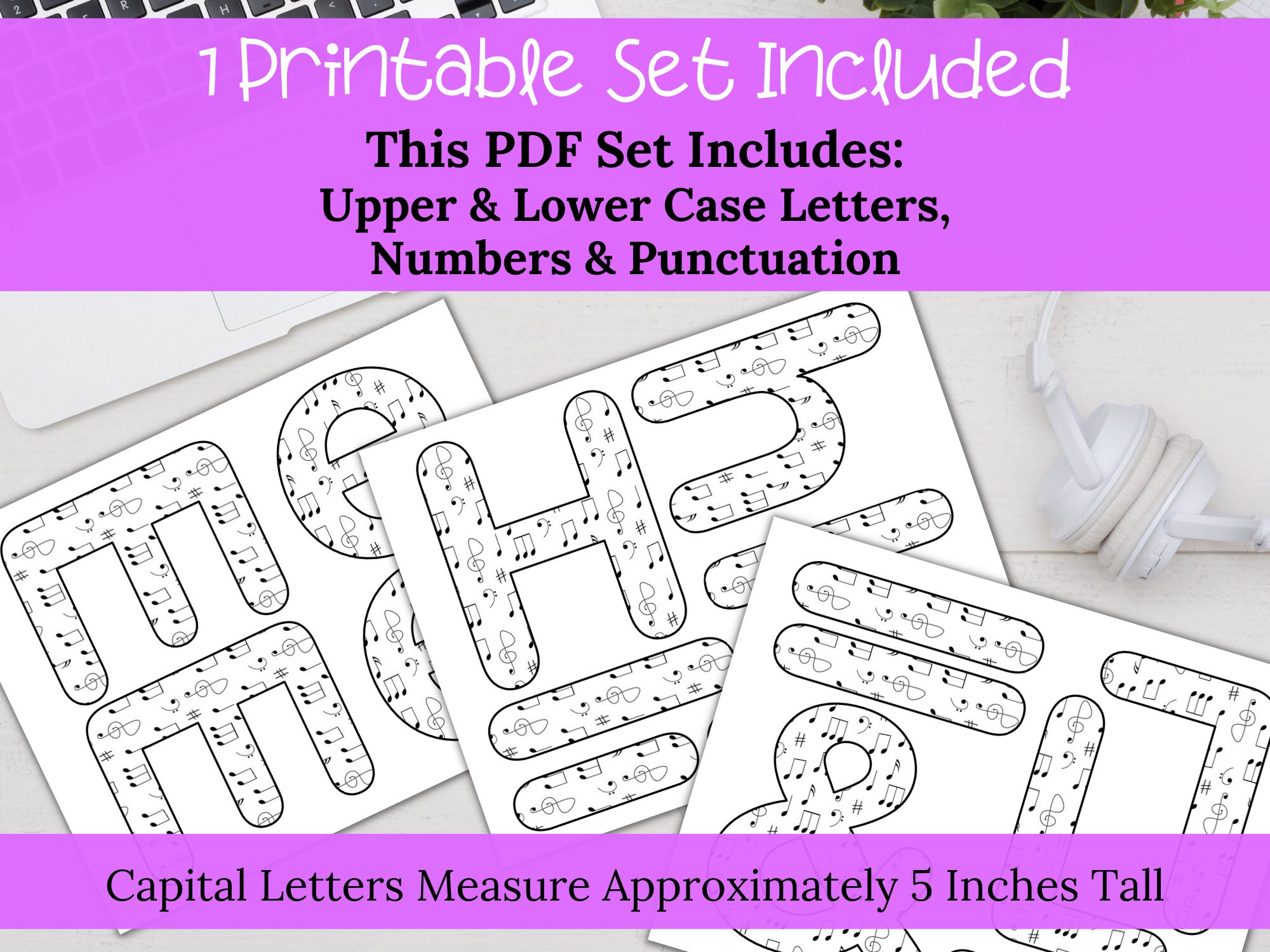 Musical Notes Bulletin Board Letters: Music Classroom Decor (PDF ...